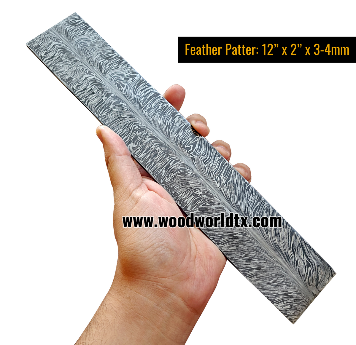 Damascus Steel Billet - Feather Pattern - 1095 & 15N20 Steel 376 layer ...