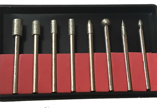 Diamond Burr Set - 1/8" (3.2mm) Shank - Medium 150 Grit - 08 pc - Prom ...