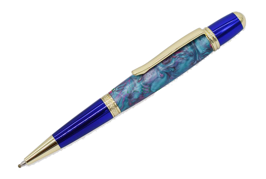 Sahara Twist Pen Bright Colors - Gold & Blue — WoodWorld of Texas