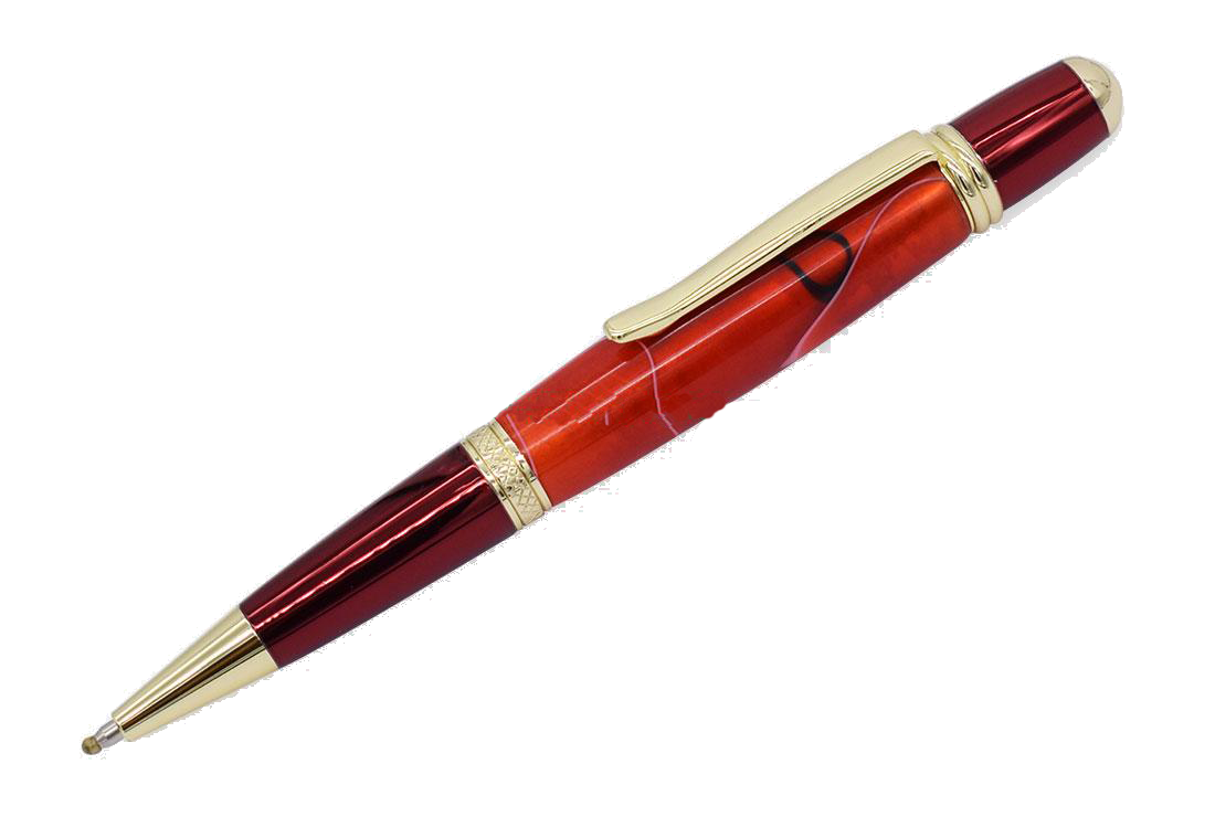 Sahara Twist Pen Bright Colors - Gold & Red — WoodWorld of Texas