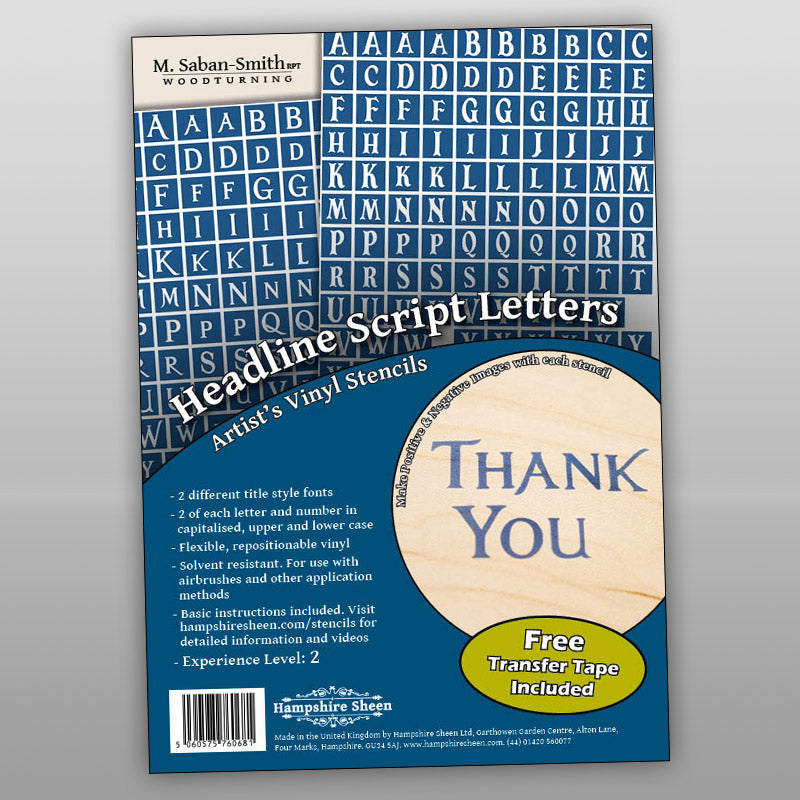 Artist’s Vinyl Stencils - Headline Script Letters — WoodWorld of Texas